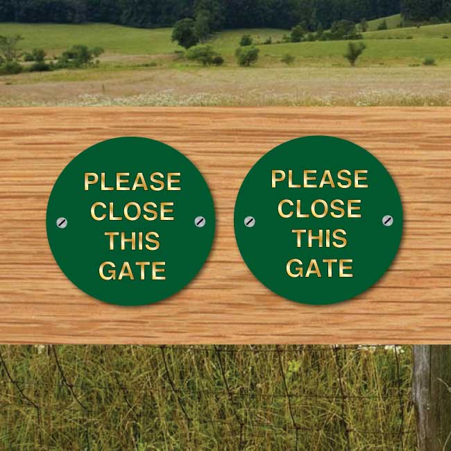 JAF Graphics. Close the gate signs