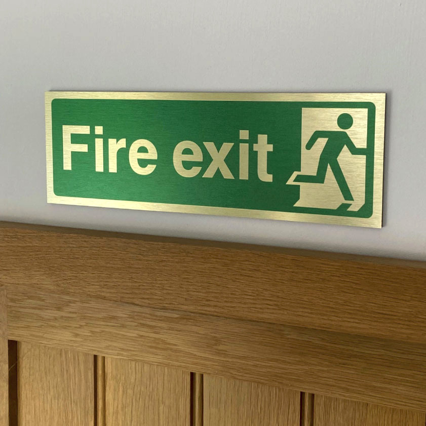 JAF Graphics. Classic Brushed Brass Fire Exit Sign