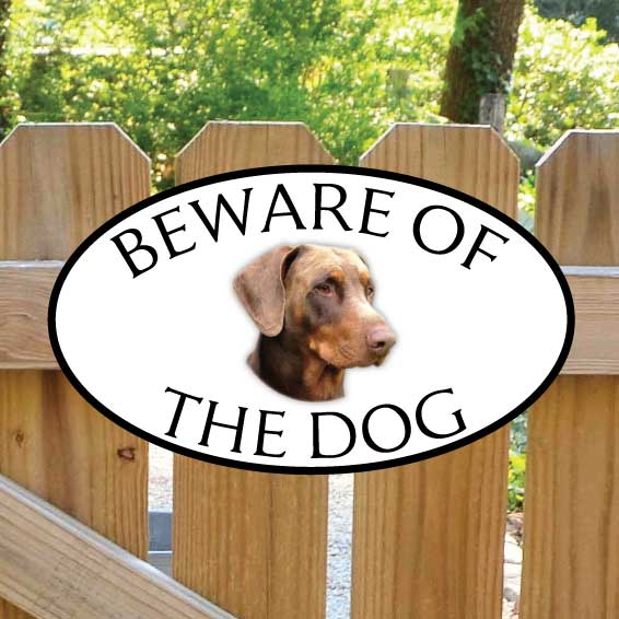 JAF Graphics. Brown Dobermann Beware of The Dog Sign