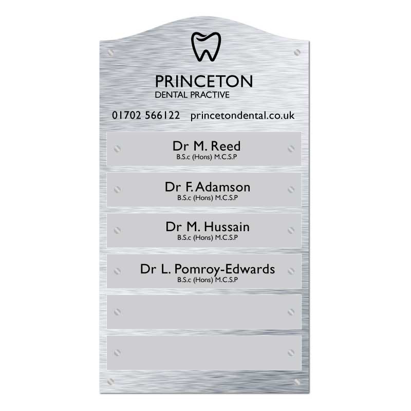 JAF Graphics. Curved Top Office / Practice Name plate sign, Brushed ...