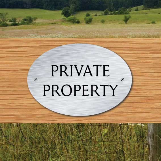 JAF Graphics. Private Property oval sign