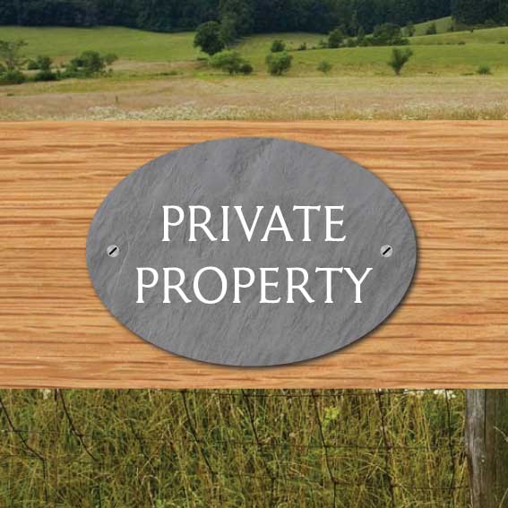 JAF Graphics. Private Property oval sign