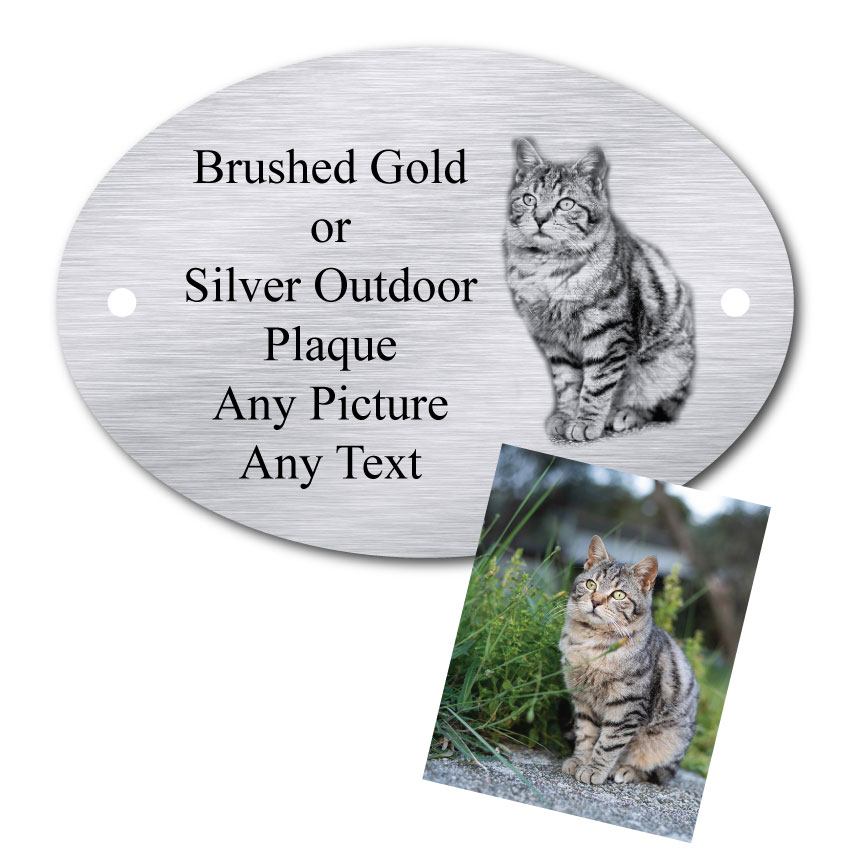 JAF Graphics. Custom Brushed Metal Oval House sign