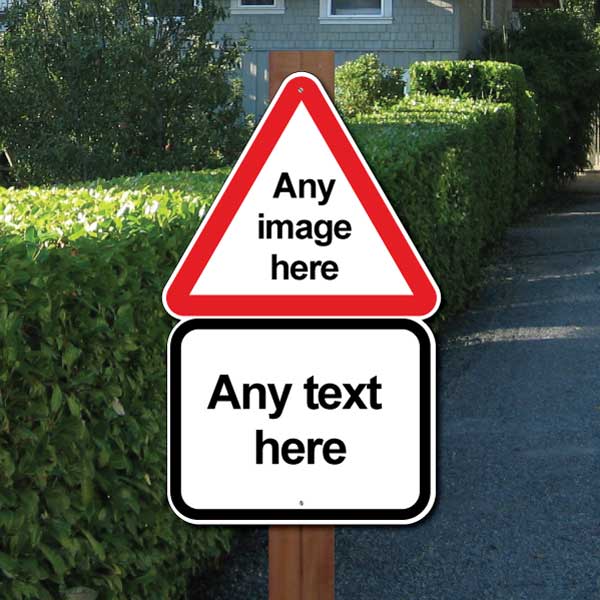 JAF Graphics. Personalised triangle road sign with text
