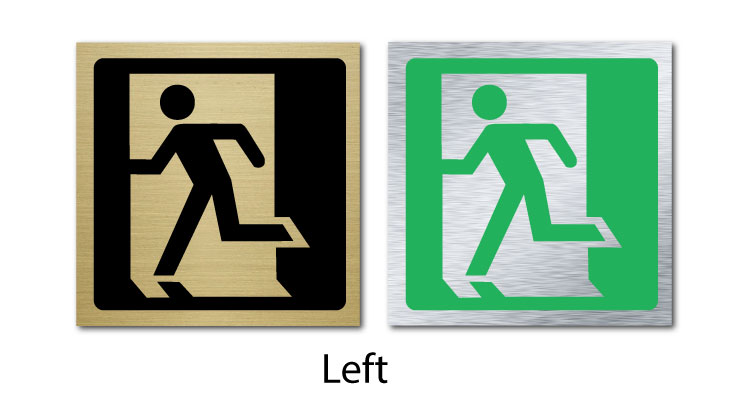 JAF Graphics. Running person fire exit symbol - gold or silver