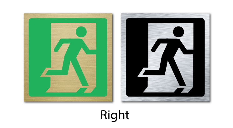 JAF Graphics. Running person fire exit symbol - gold or silver