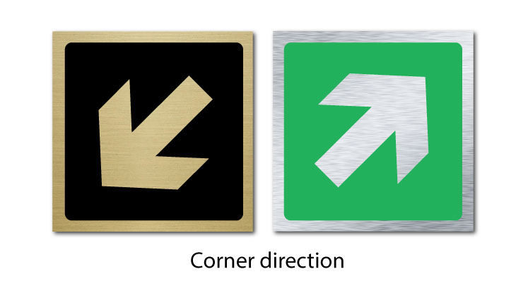 JAF Graphics. Arrow direction fire exit symbol - gold or silver