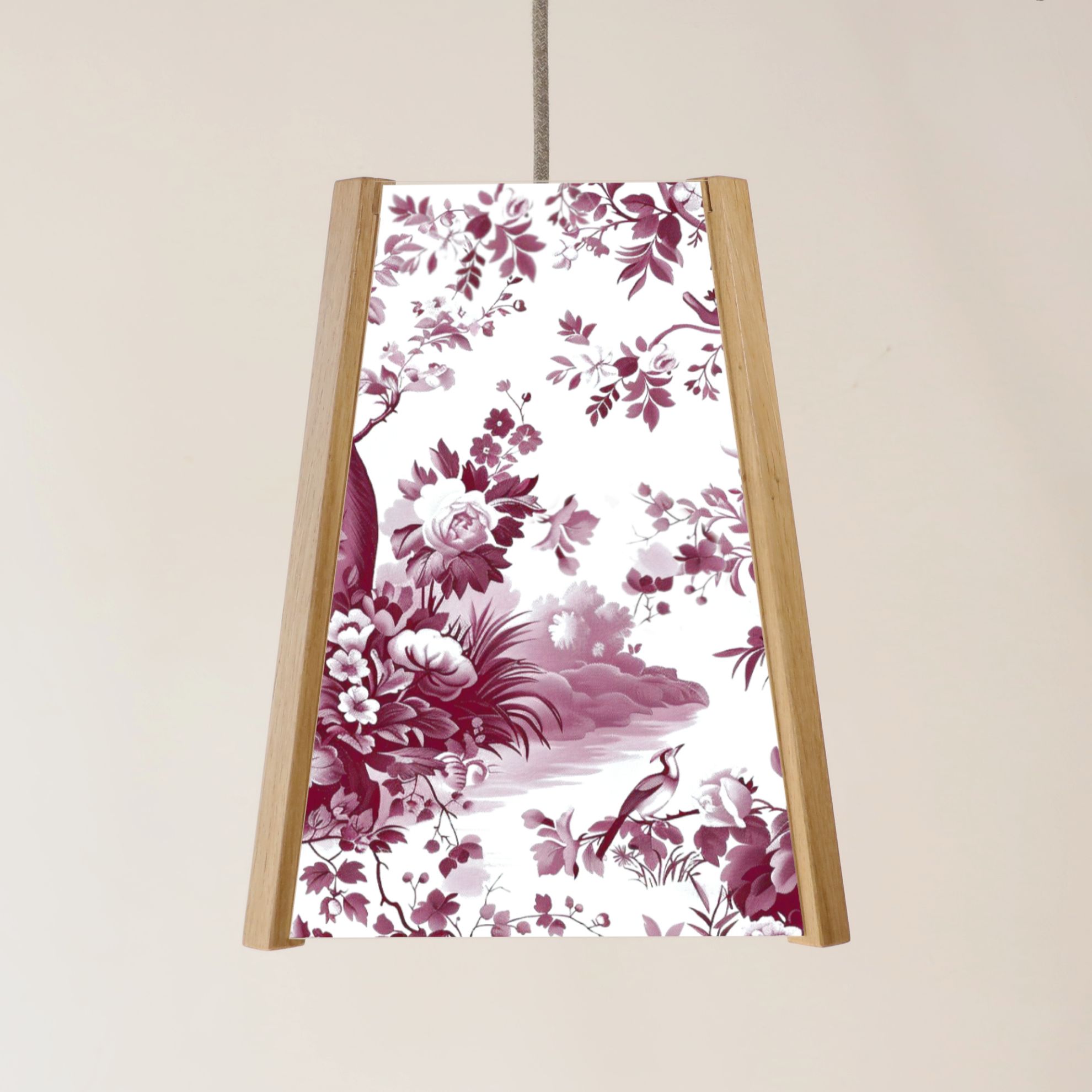 Rushtonhall Workshop. Oak Ceiling Light, 4 Sided, Toile bird design ...